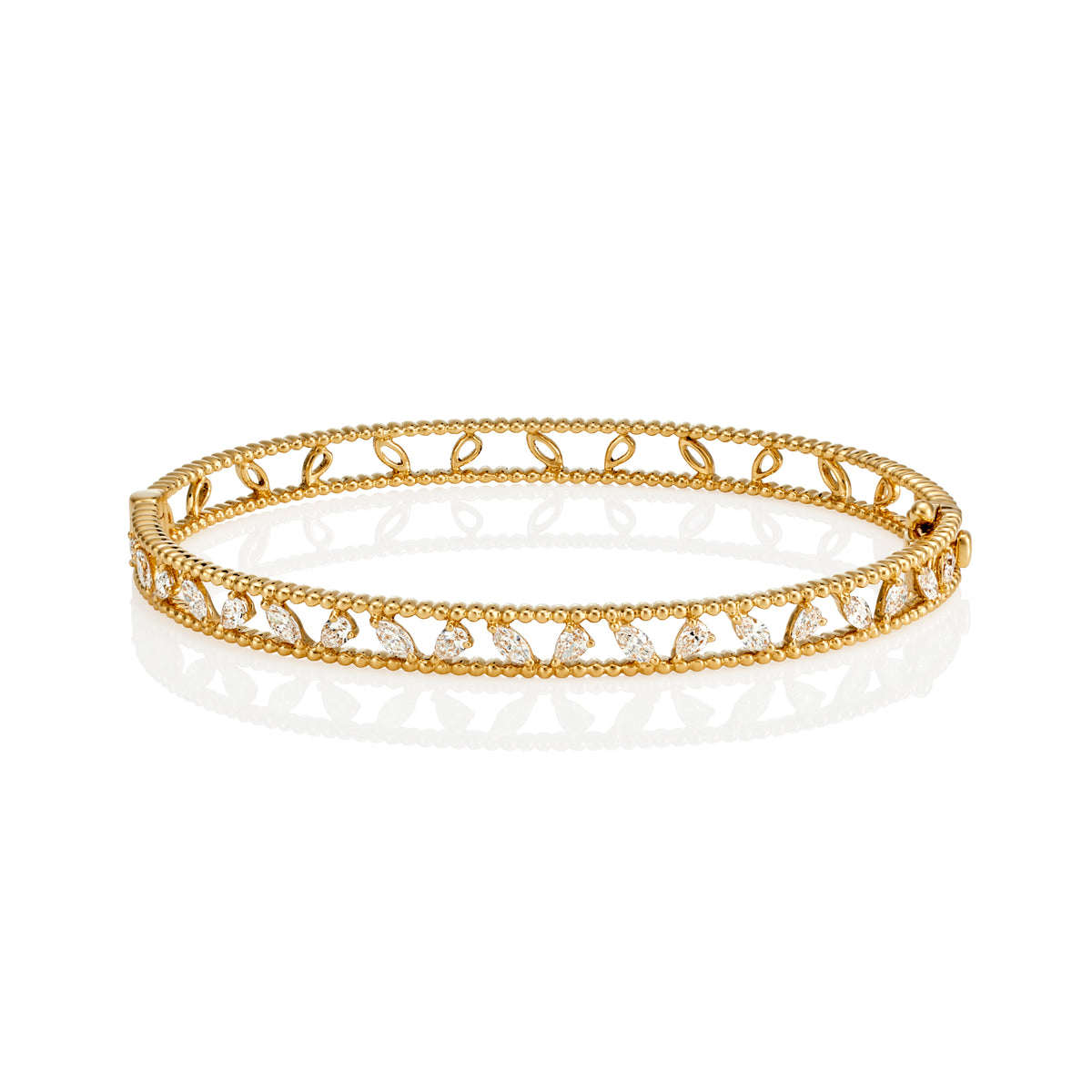 BEADED FANCY CUT DIAMOND BANGLE | Nicholas Haywood Jewellery Concierge