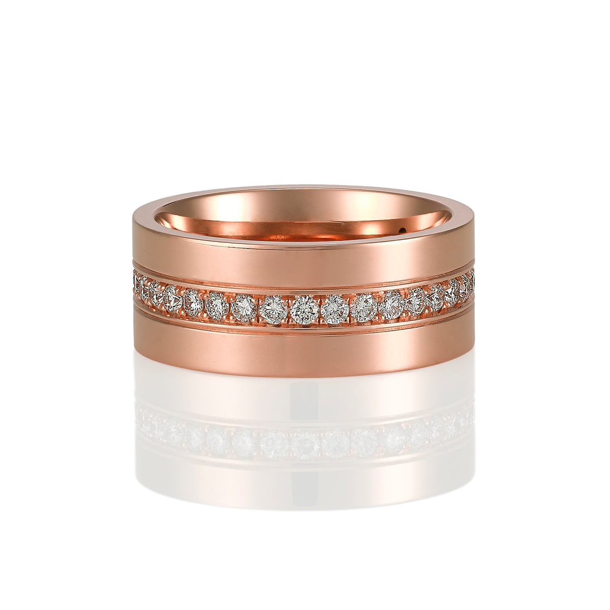 ROSE GOLD ONE ROW PAVE DIAMOND WEDDER – Nicholas Haywood Jewellery ...